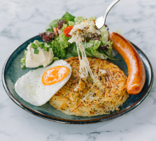 Sausage cheese swiss rosti
